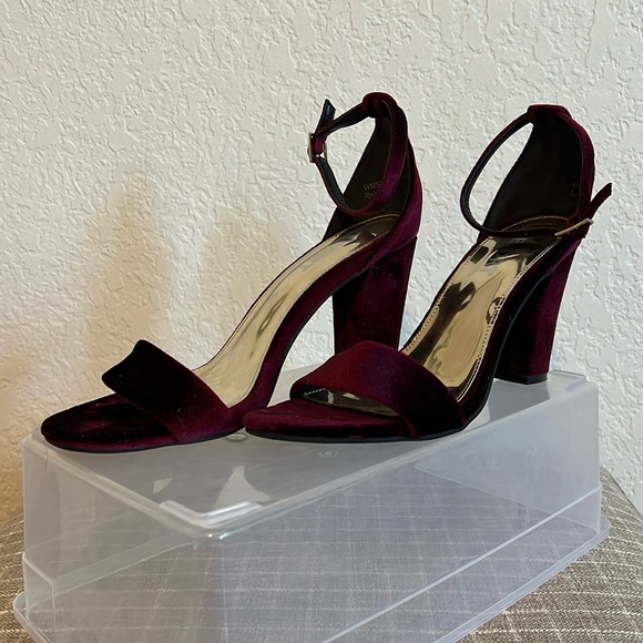Report | Shoes | Report Burgundy Red Velvet Heels | Poshmark